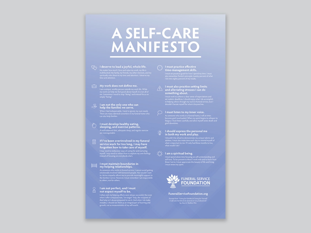 A Self-Care Manifesto 13" x 19" Poster - Funeral Service Foundation